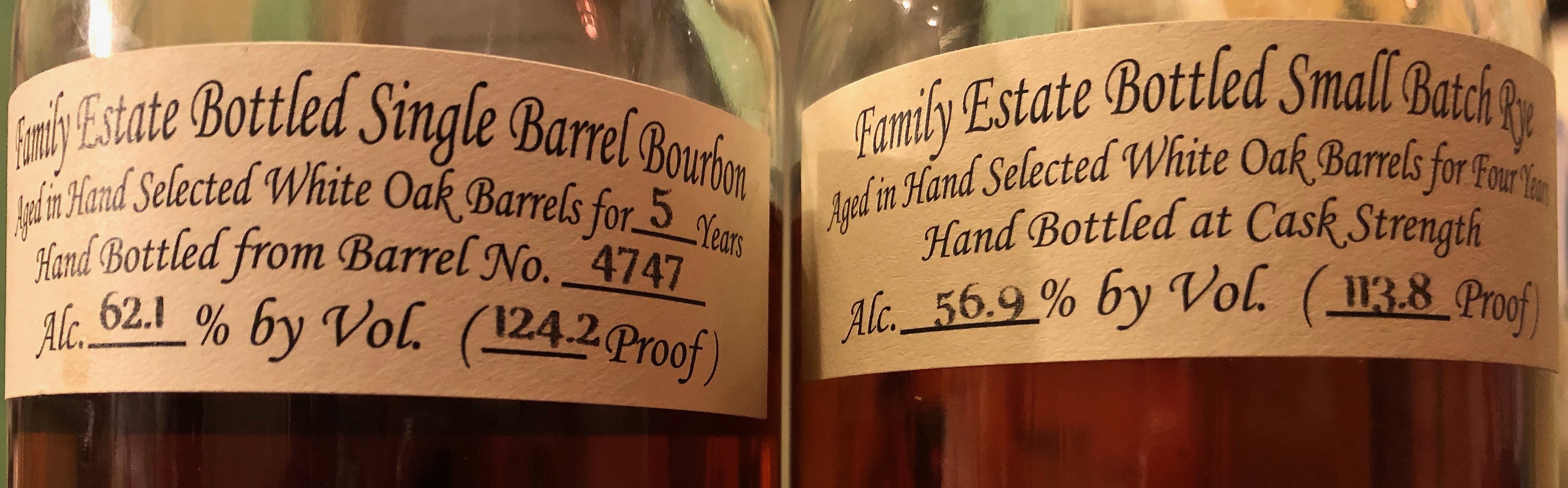 Comparison: Willett 5 Year Single Barrel Bourbon / Willett 4 Year Small ...